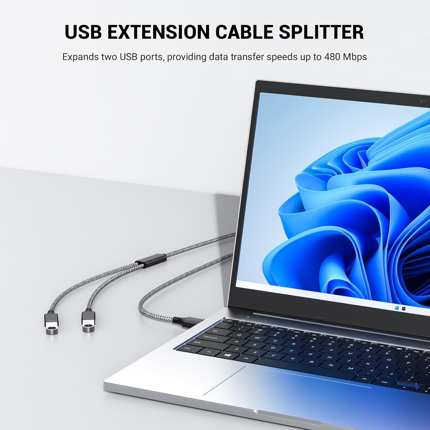 LINYAN-6.6FT USB A Male to 2 Female Cable, USB Splitter 1 in 2 Out ...