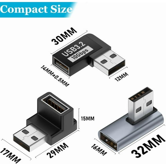 LINYAN-6 Pack 10Gbps USB 3.1 Male to Female Adapter Up Down Left Right ...