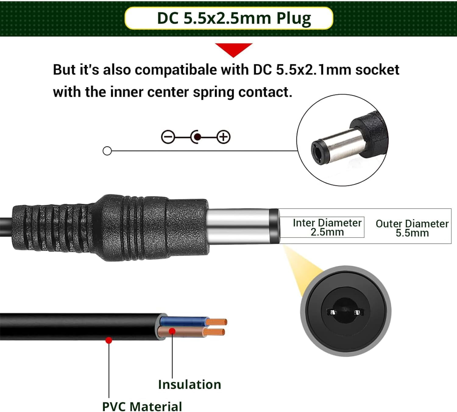 LINYAN-6 Pack 9V DC Power Supply, AC 100-240V to DC 9V 1A Power Adapter ...