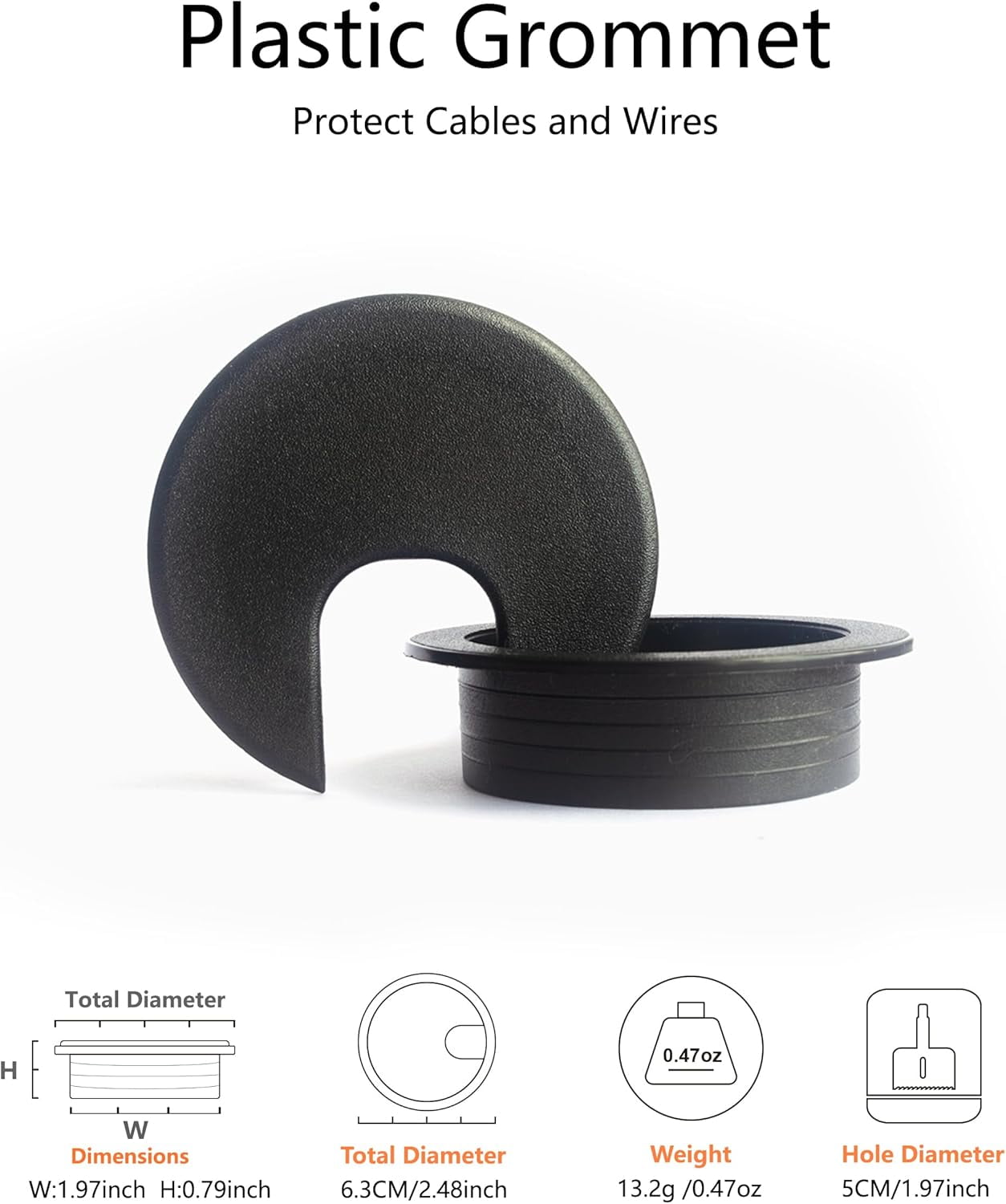 LINYAN-6 Pack Desk Grommet 50mm (1.97 inch) Bi-Metal Hole Saw Kit with ...