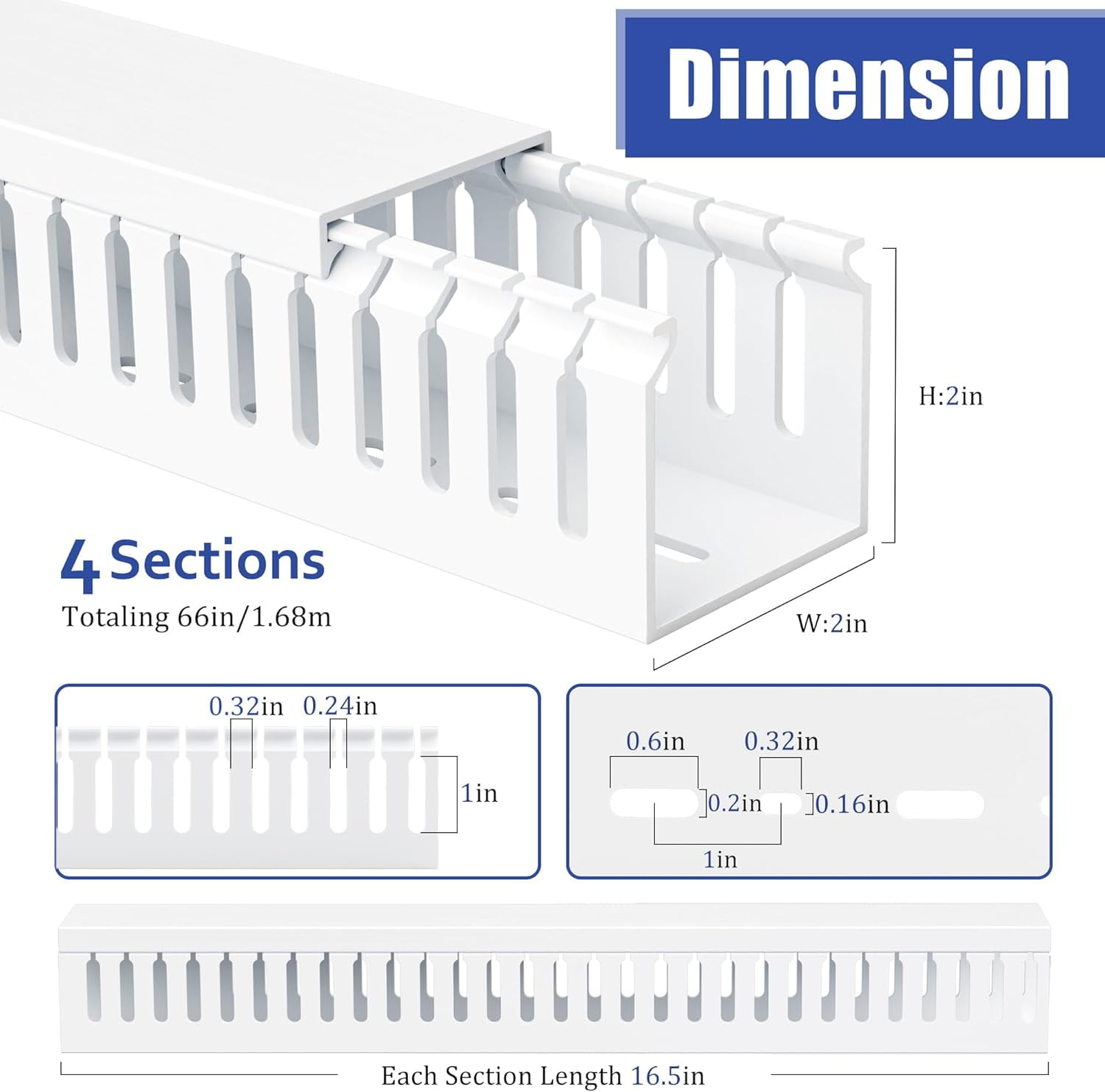 LINYAN-66in(4X L16.5in) Professional Server Rack Cable Management ...