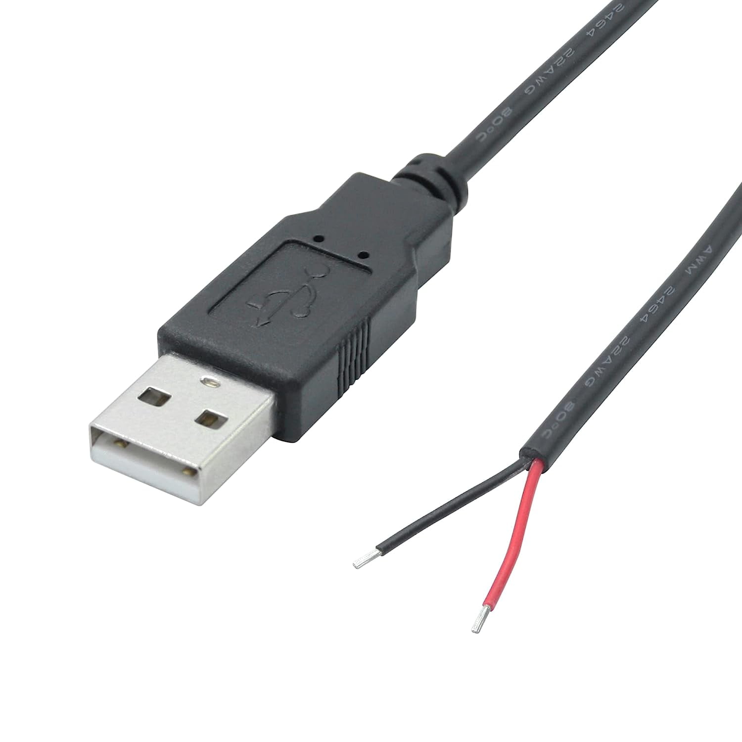 LINYAN-6FT USB A Male Plug 2 Pin Bare Wire, USB 2.0 A Male Pigtail Open ...