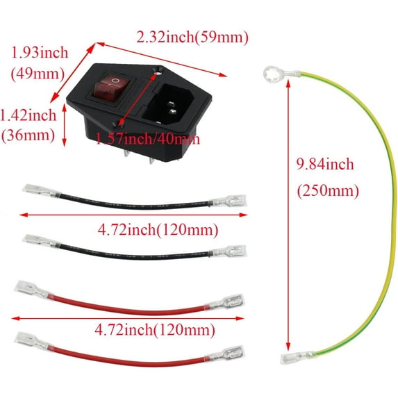 LINYAN-6pcs Inlet Module Plug Male Power Socket with 5A Fuse Switch 10A ...