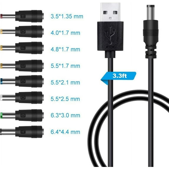 LINYAN-8 Connectors Adapter USB to DC Power Cable & USB 5V to DC 12V ...