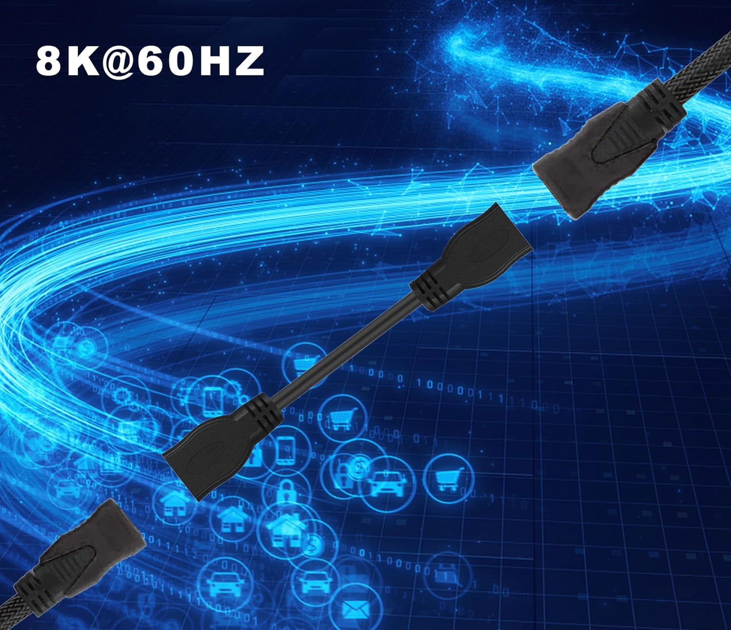 LINYAN-8K HDMI Female to Female Cable, 1FT, high-Speed HDMI Extension ...