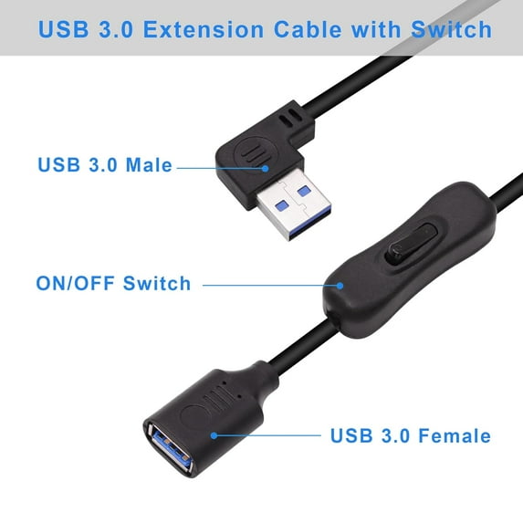 LINYAN-90 Degree USB 3.0 Switch Extension Cable,Right Angle USB Type A ...