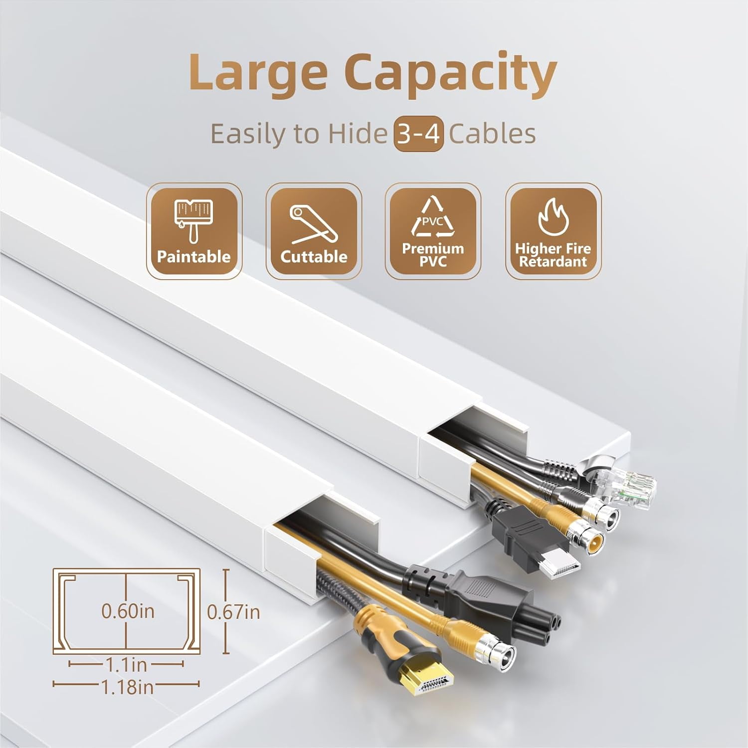 LINYAN-94in Large Cable Hider, Cord Hider Cord Covers for Wire on Wall ...