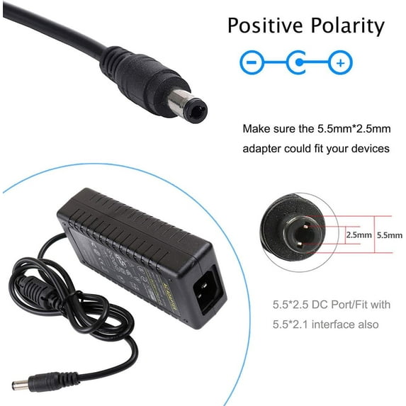 LINYAN-9V 5A Power Supply Adapter 45W AC 100-240V to DC 9 Volt 5Amp 5 ...