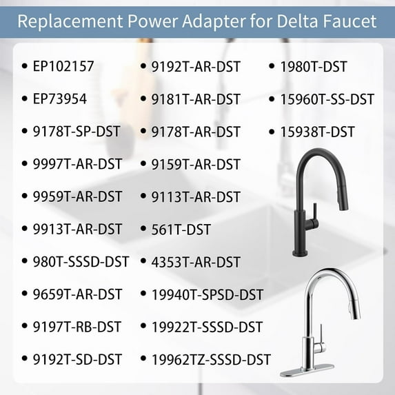 LINYAN-9V Power Supply for Delta Faucet, Power Adapter EP102157 ...