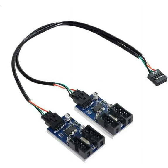 LINYAN-9pin USB 2.0 Header 1 to 2/4 Female Extension Cable HUB ...