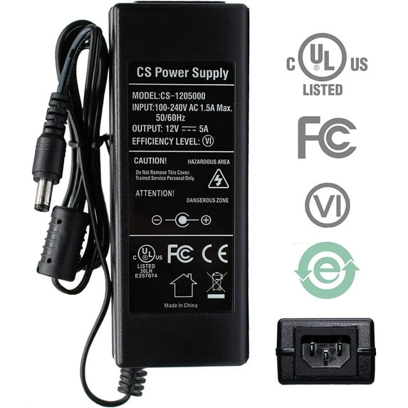 LINYAN-AC to DC 12V 5A Power Supply Adapter with 9 Way Splitter Cable ...