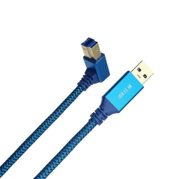 LINYAN-Angle USB 3.0 Printer Cable Braided 10FT;USB Type A to Type B ...