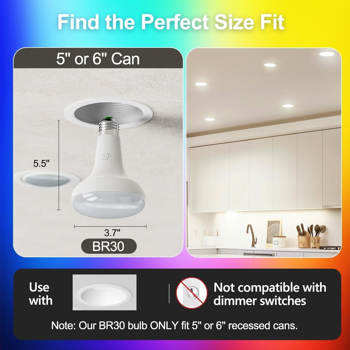 LINYAN-BR30 LED Flood Light Bulbs, Color Changing Light Bulbs, 5 Color ...