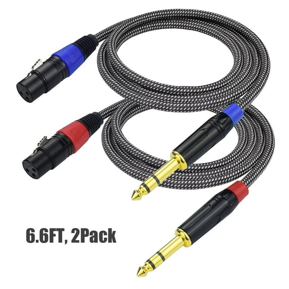 LINYAN-Balanced 1/4" TRS to XLR Female Microphone Cable, 6.6Feet 6.35mm ...