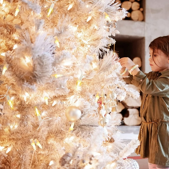 LINYAN-Battery Operated Christmas Lights White Wire, 2 Pack17ft 50 LED ...