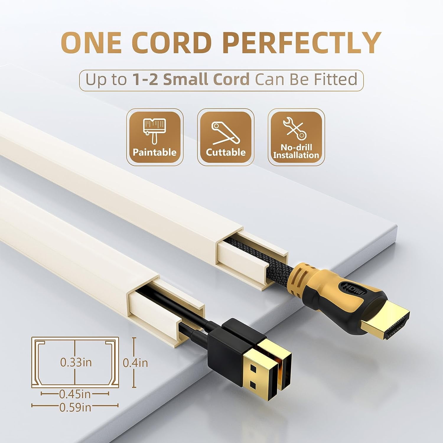 LINYAN-Beige Cord Hider, 94In One-Cord Cord Covers for Wires on Wall ...
