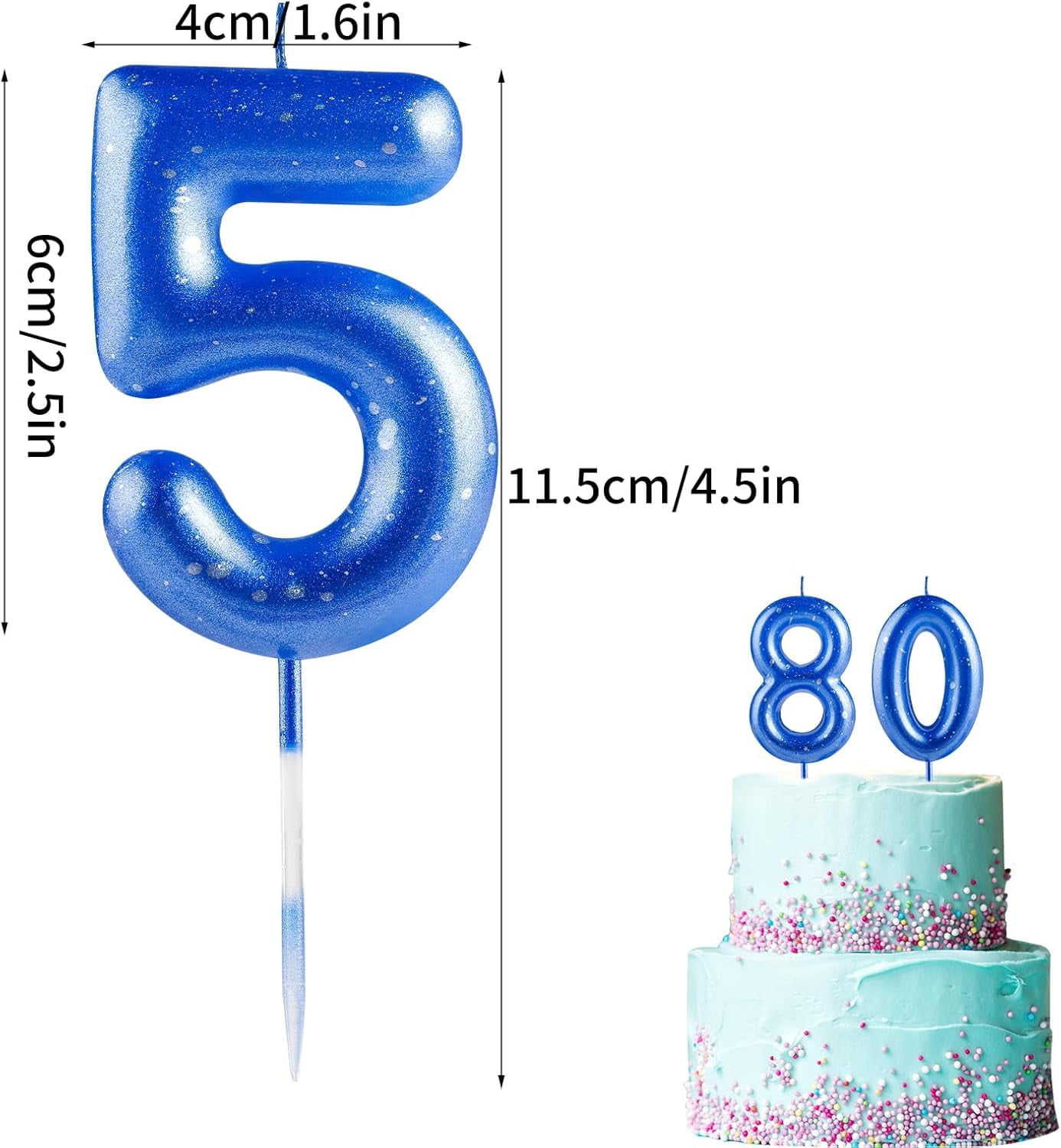 LINYAN-Blue Silver Number 25 Candles,25 Birthday Candle,Blue Happy ...