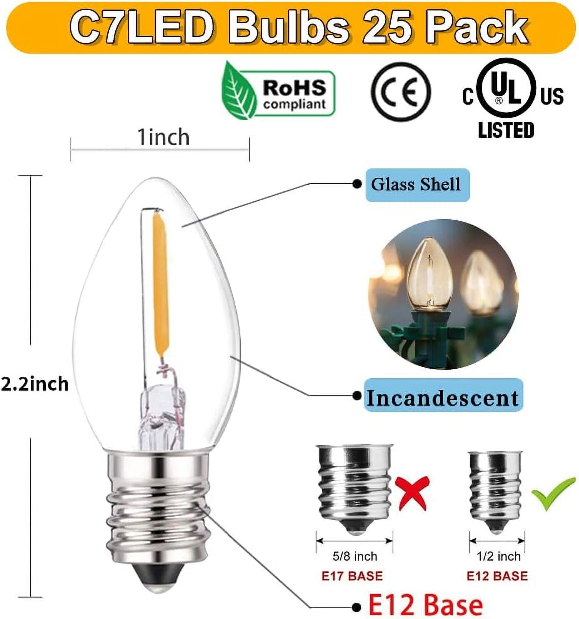 LINYAN-C7 LED Bulbs Christmas C7 LED Light Bulbs 25 Pack C7 LED ...