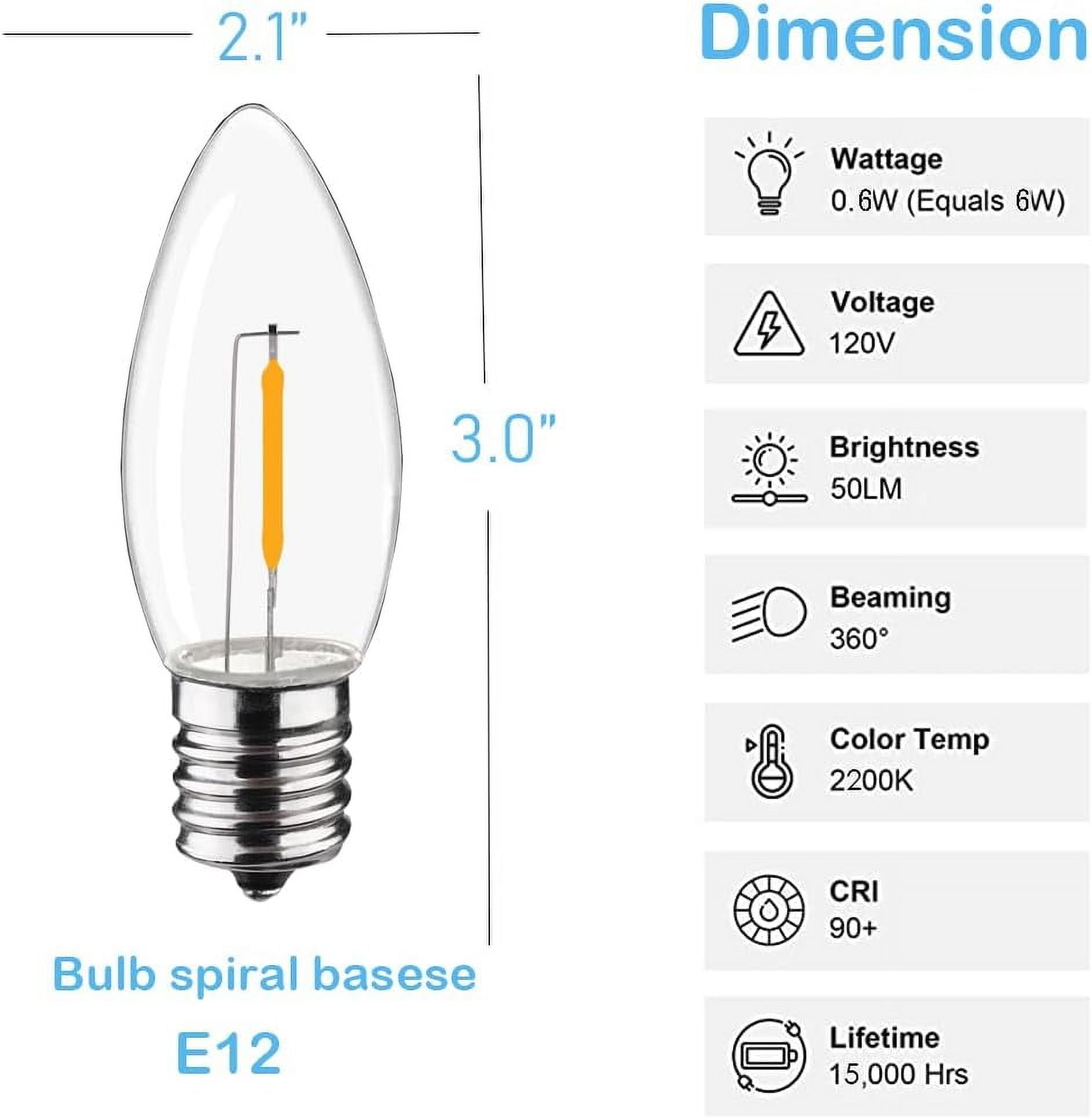 LINYAN-C9 Christmas Replacement LED Light Bulbs, E17 Chandelier Base ...