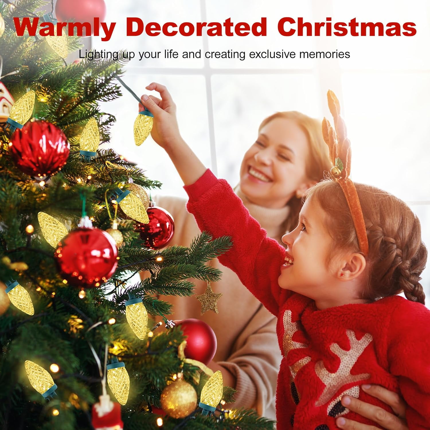 LINYAN-C9 LED Christmas Lights Outdoor, 50 LED 32 FT C9 String Lights ...