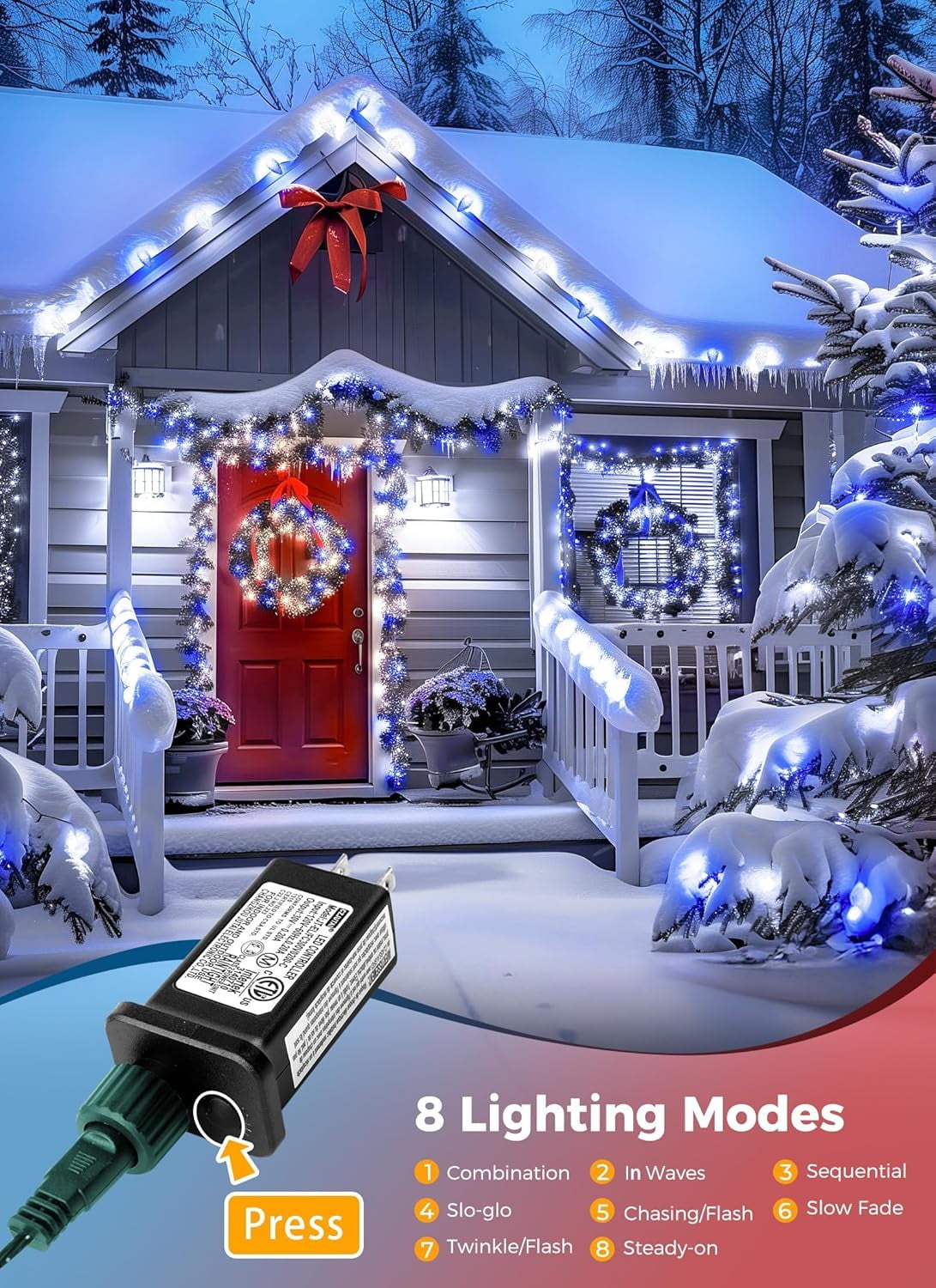 LINYAN-C9 LED Christmas String Lights - 82ft 100 LED Outdoor String ...