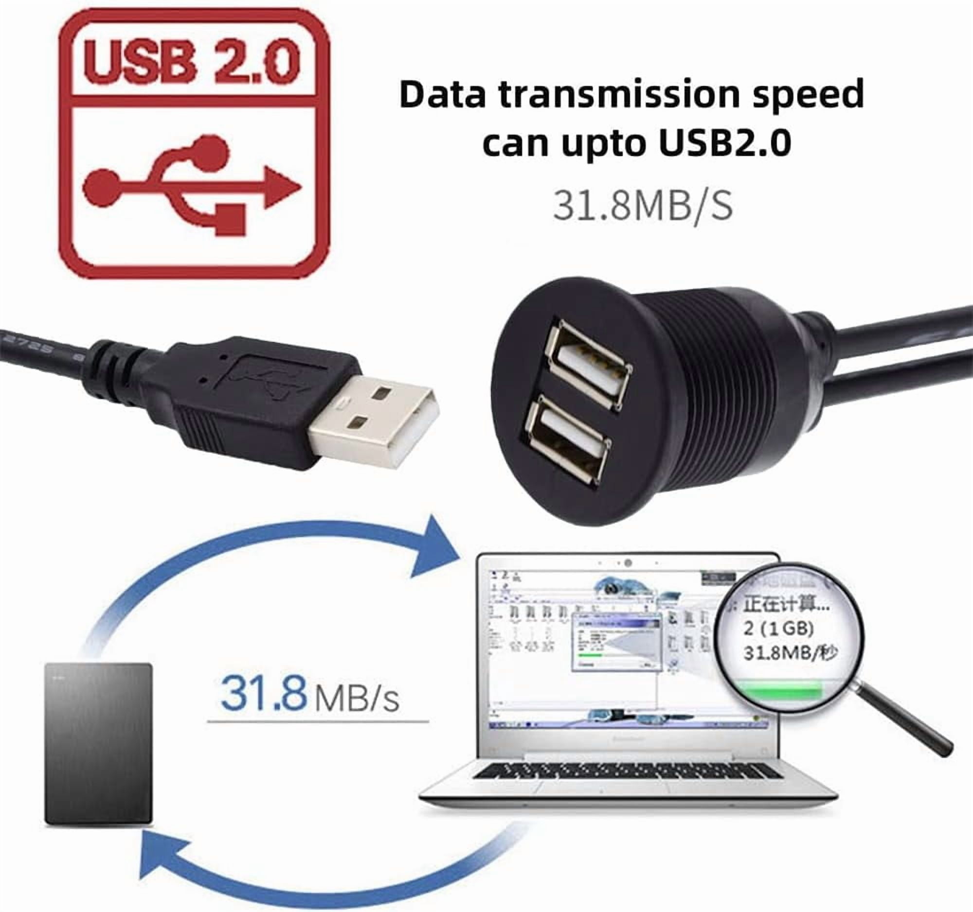 LINYAN-Cablecc Waterproof Dustproof 480Mbps USB2.0 Type-A Male to Dual ...
