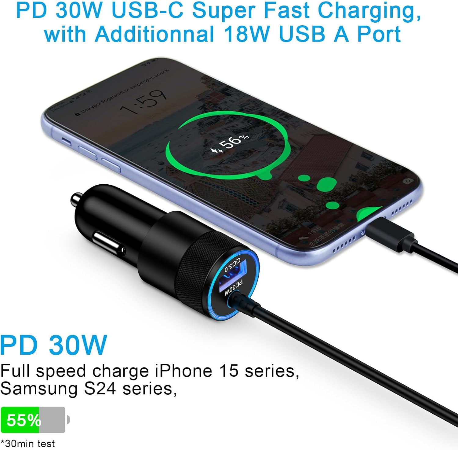 LINYAN-Car Phone Charger Adapter for Motorola Razr Ultra 2025, Edge ...