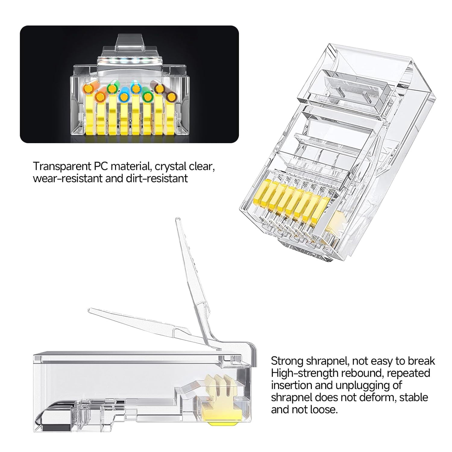 LINYAN-Cat 6 Pass Through RJ45 8P8C Connectors (Cat6 Connector / RJ45 ...