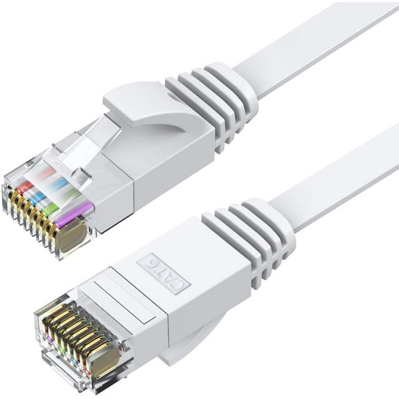 LINYAN-Cat6 Ethernet Cable 75 FT White, Cat-6 Flat RJ45 Computer ...