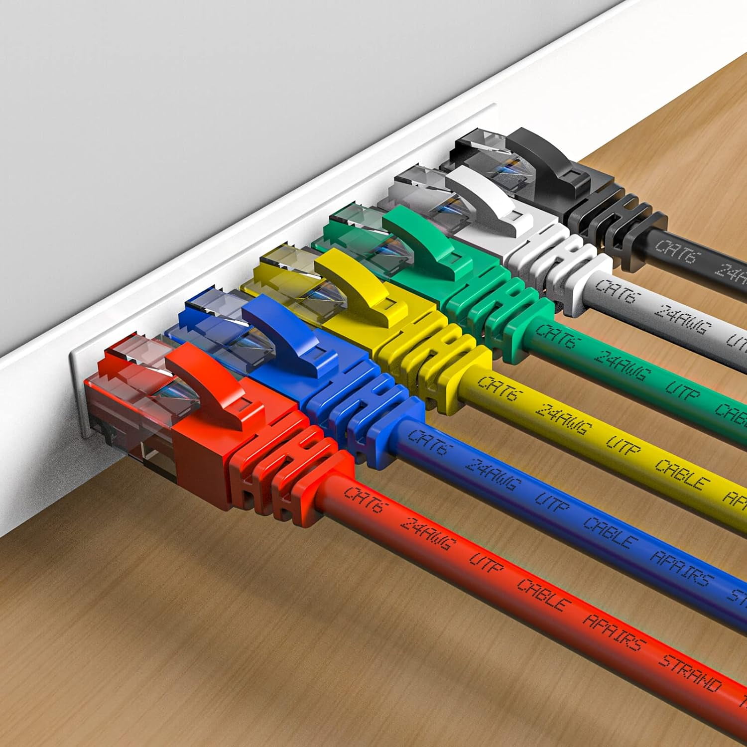 LINYAN-Cat6 Patch Cables 20 Feet (6 Pack), Cat 6 Ethernet Cable, 24AWG ...