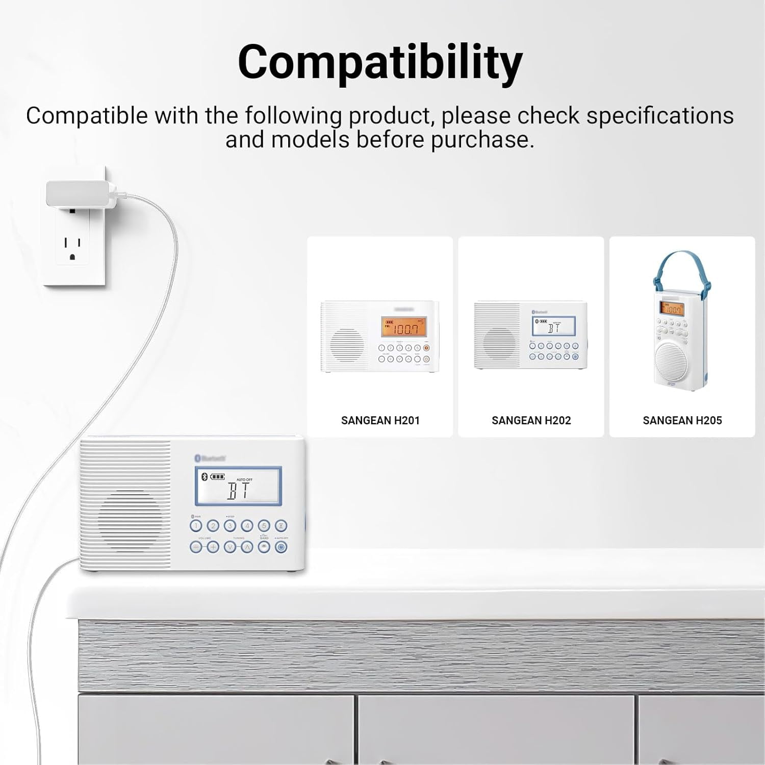 LINYAN-Charger Cord Compatible with Sangean ADP-H202 H201 H202 H205 ...