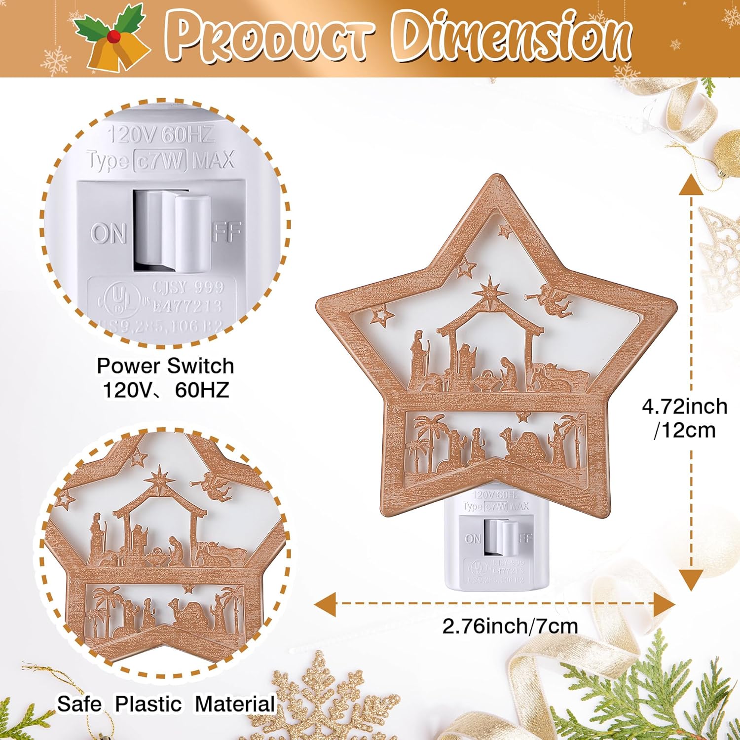 LINYAN-Christmas Jesus Nativity Scene Night Light Plug in, Christmas ...