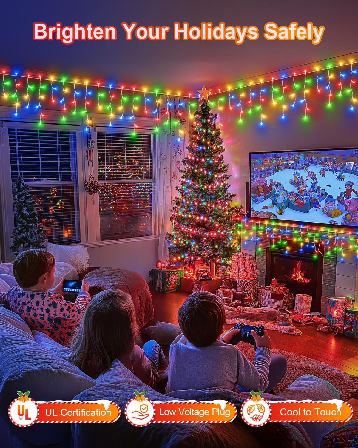 LINYAN-Christmas Lights Outdoor, 53 FT 486 LED Christmas Lights for Outside, Timer & Memory ...