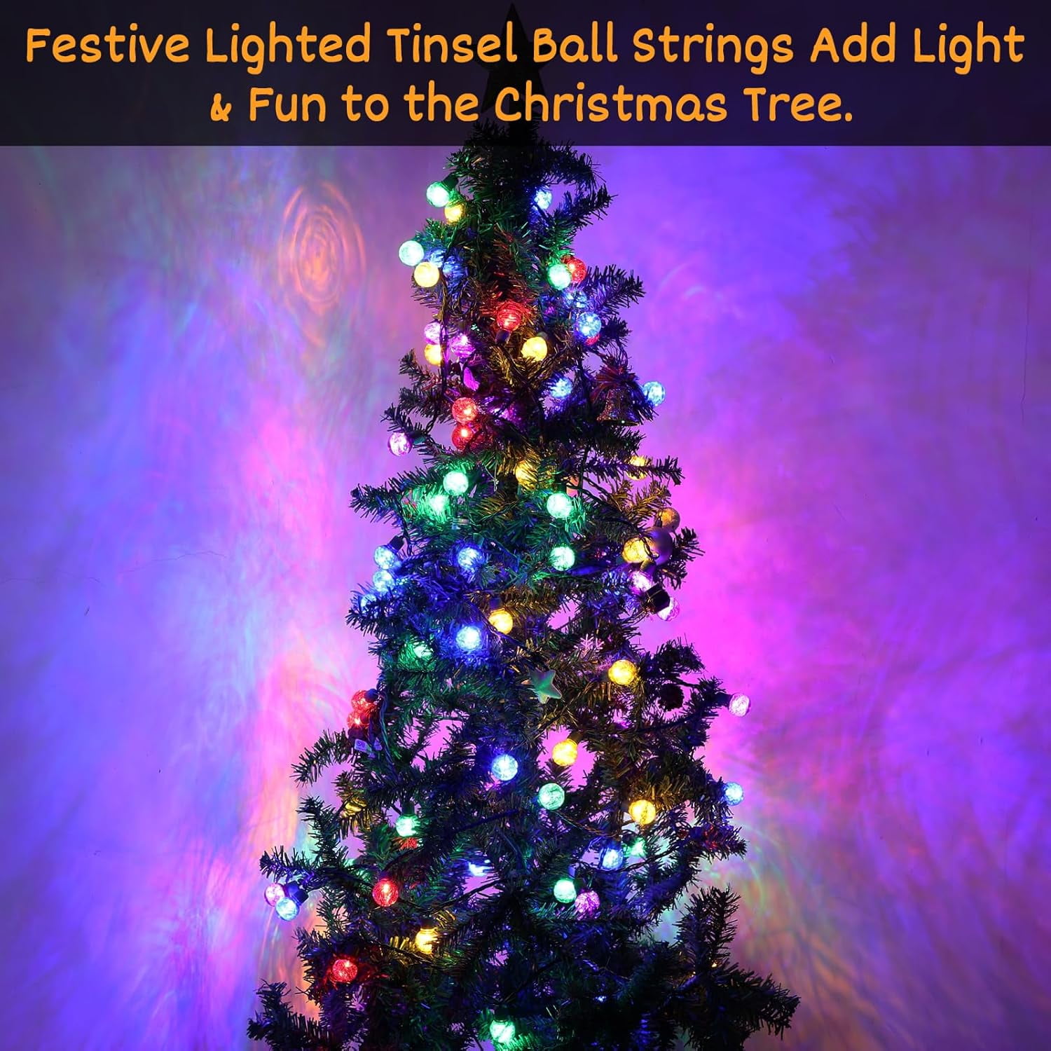 LINYAN-Christmas Round Tinsel Globe Lights-Multicolored G30 Christmas ...