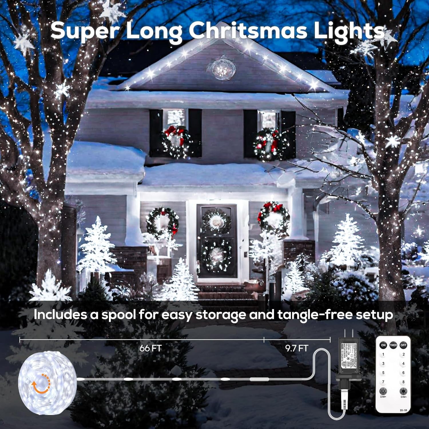 LINYAN-Christmas Twinkle Lights, 206FT 600 LED Outdoor String Lights ...