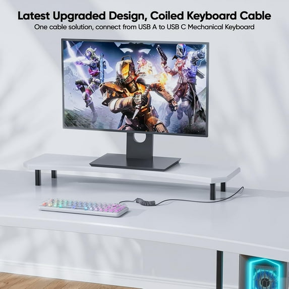 LINYAN-Coiled Keyboard Cable 5FT/1.5M for Gaming, Mechanical Keyboard ...