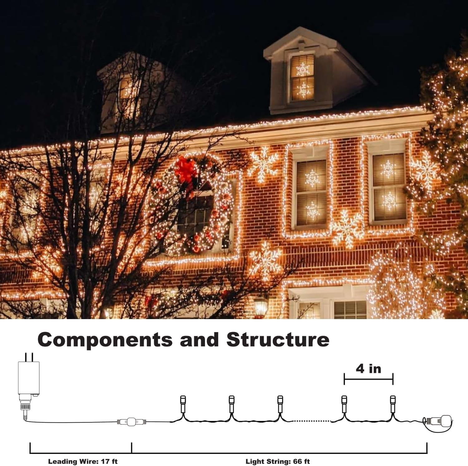 LINYAN-Color Changing Christmas Lights, 66 FT 200 LED RGB Halloween ...