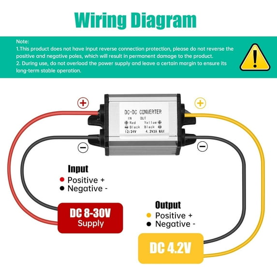 LINYAN-DC 12V/24V to 4.2V 3A Buck Converter, DC 8-30V to 4.2V 3A 12.6W ...