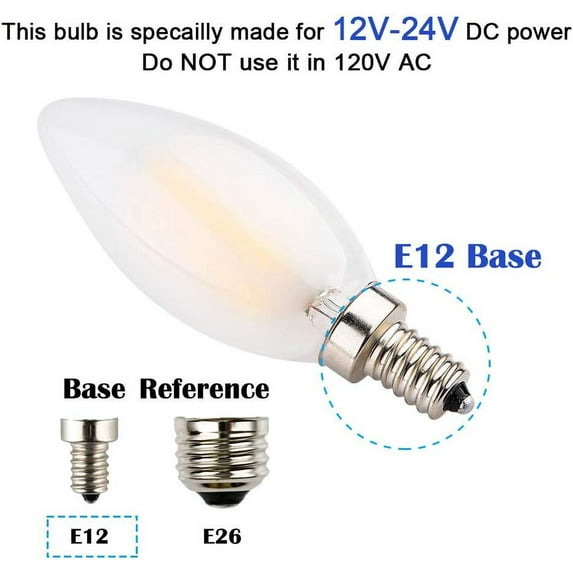 LINYAN-DC 12V-24V Power Input LED Candelabra Bulb, 6W Dimmable with ...