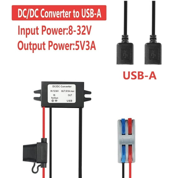 LINYAN-DC 8-32V Step Down to 5V 3A MAX 15W Dual USB Female Converter ...