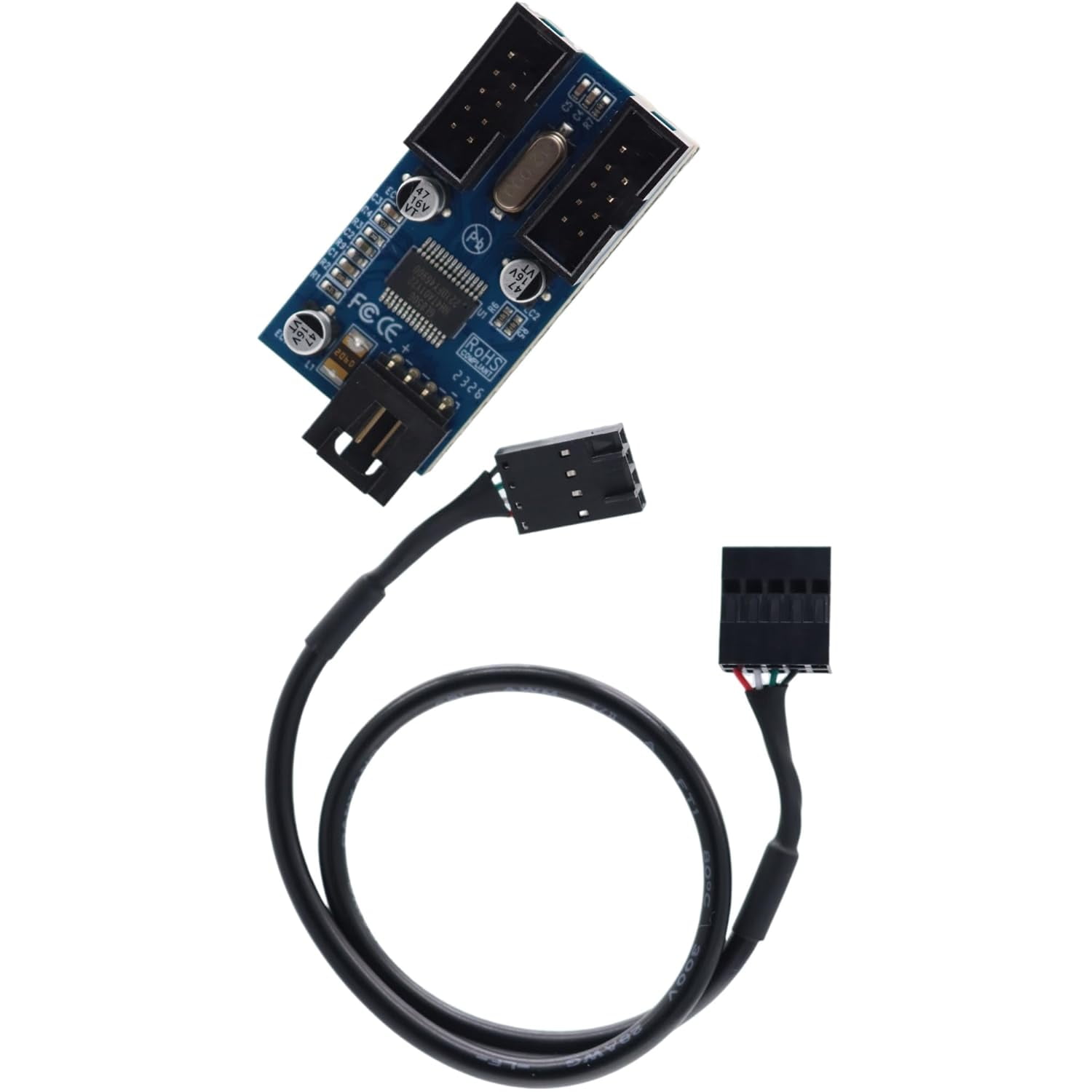 LINYAN-Deal4GO Motherboard 9-pin USB Header Splitter Board Male 1 to 2 ...