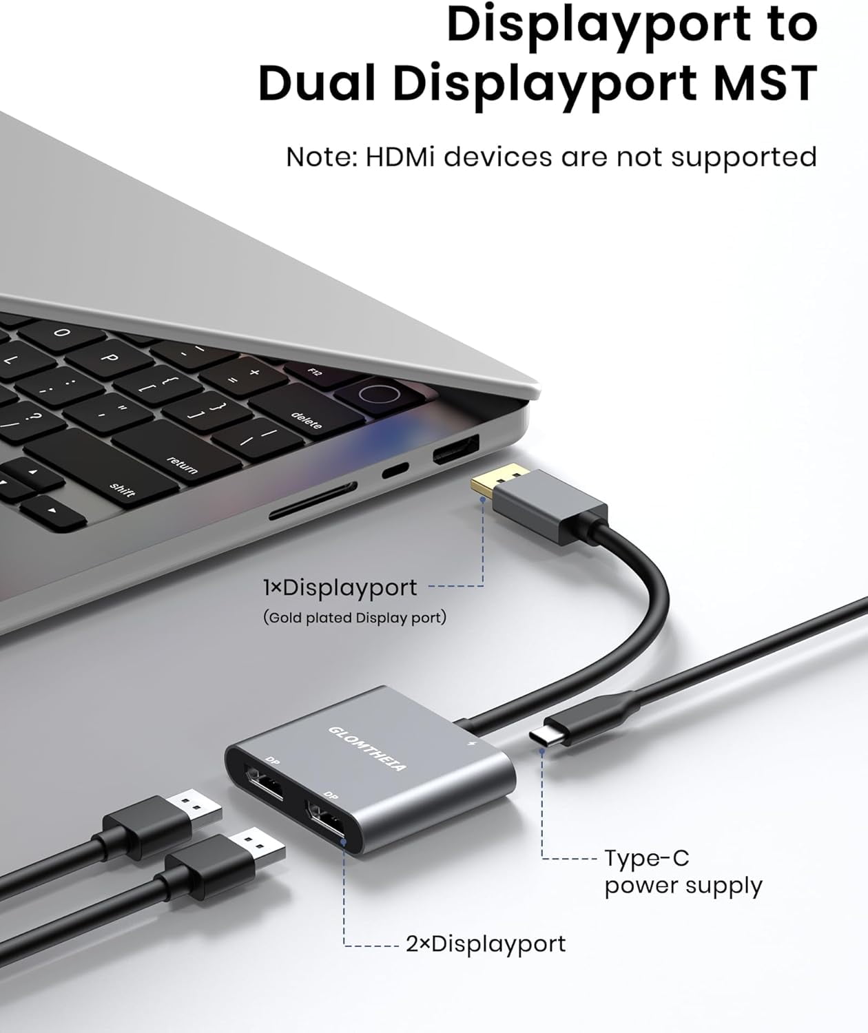 LINYAN-DisplayPort to Dual DisplayPort Splitter Adapter, 4K 60Hz MST ...