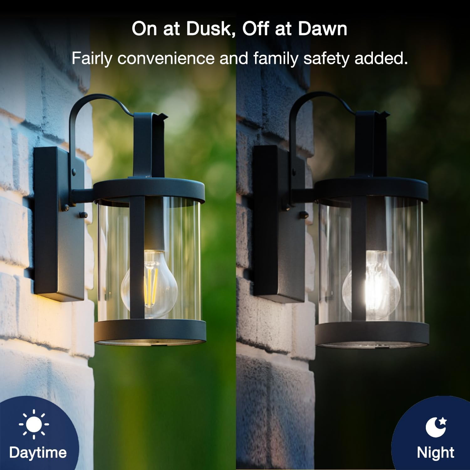 LINYAN-Dusk to Dawn Outdoor Sensor A19 LED Light Bulb, 5000K Daylight ...
