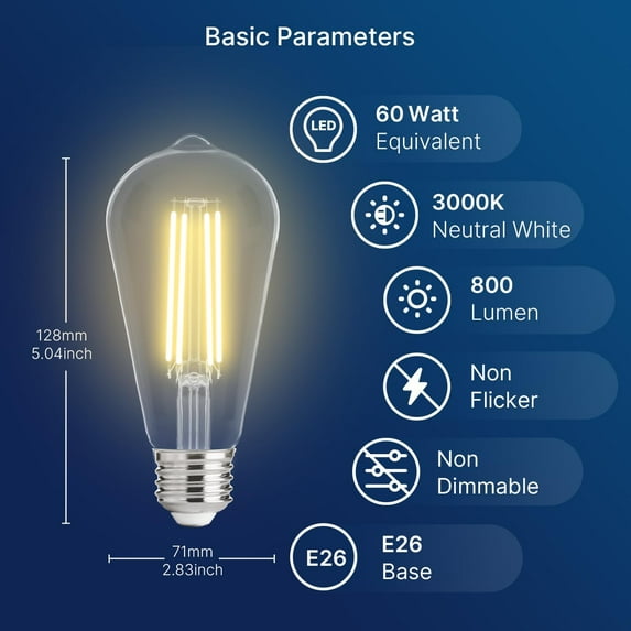 LINYAN-Dusk to Dawn Outdoor Sensor ST19 LED Light Bulb, 7W (60W Eqv ...