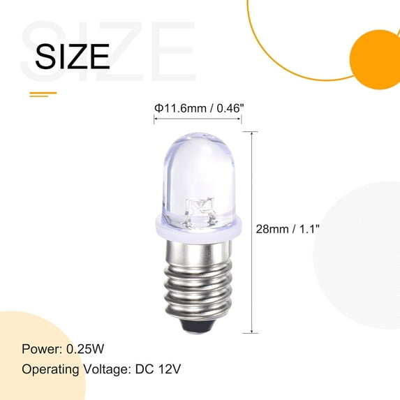 LINYAN-E10 Screw Base LED Bulb DC 12V 0.25W Round Top Mini Spot Light ...
