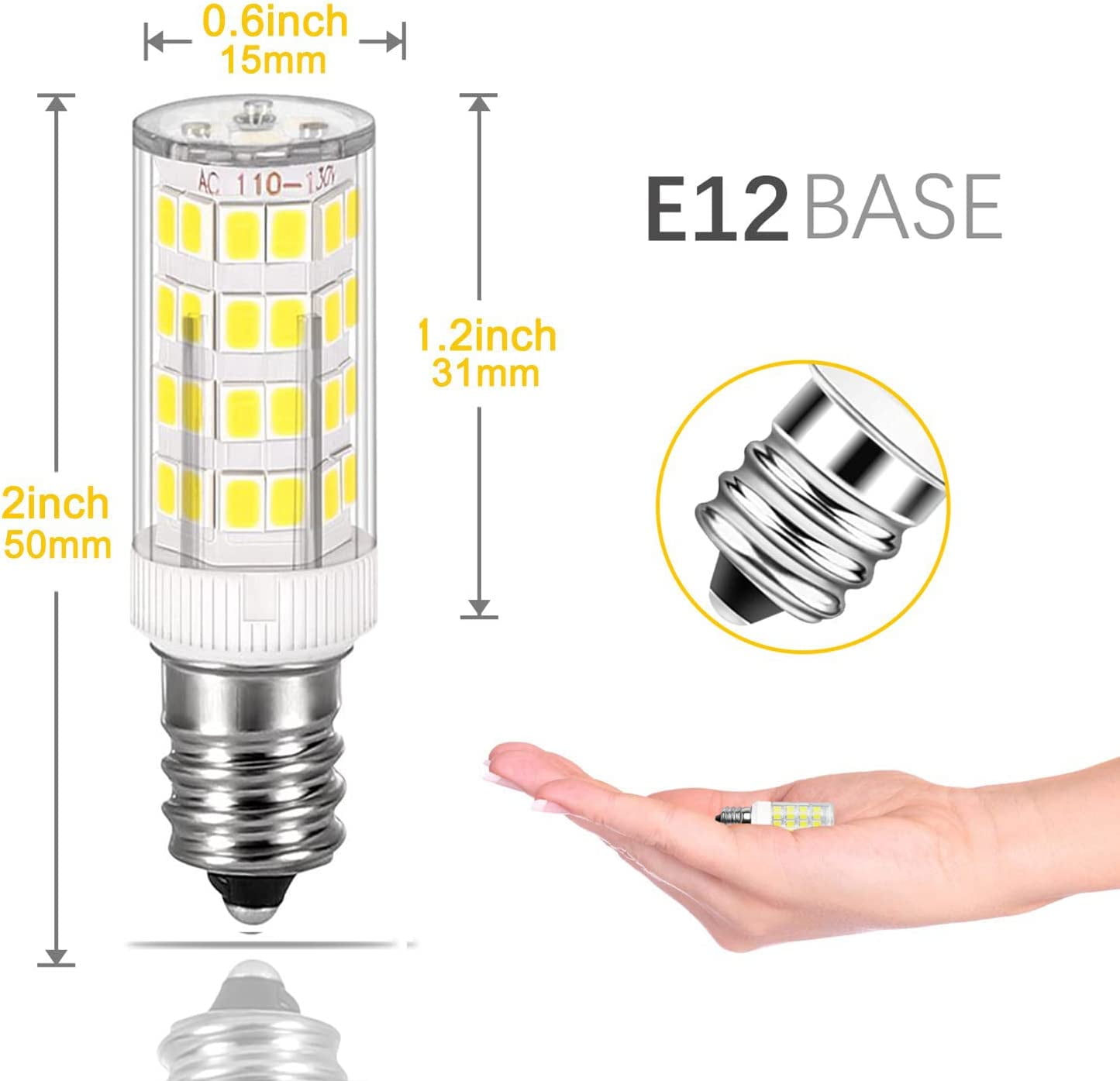 LINYAN-E12 Led Light Bulb 4W Equivalent 40W C7 Replacement Bulbs Clear ...