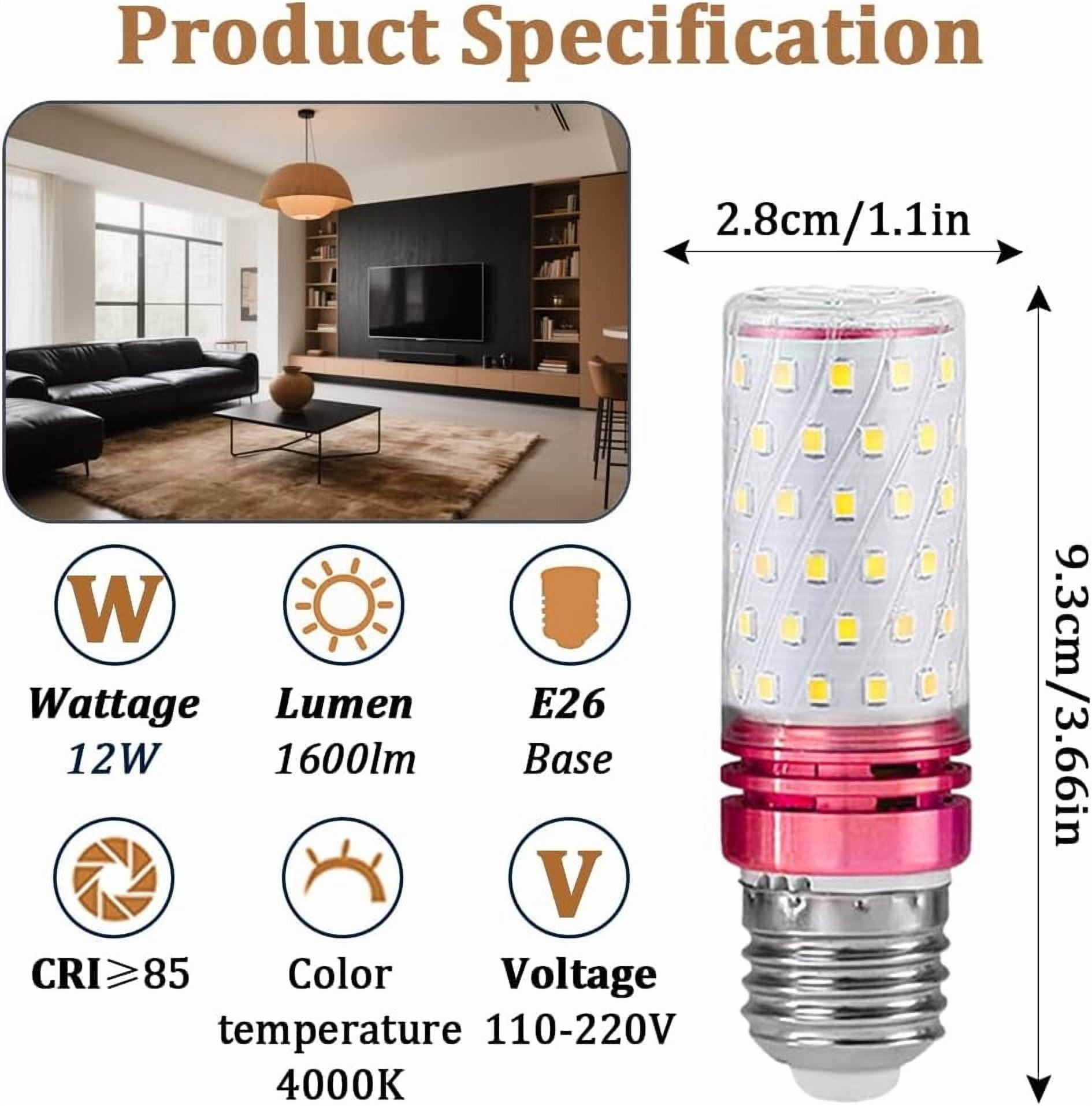 LINYAN-E26 LED Corn Light Bulbs,12W Natural Light 4000K, Equivalent to ...