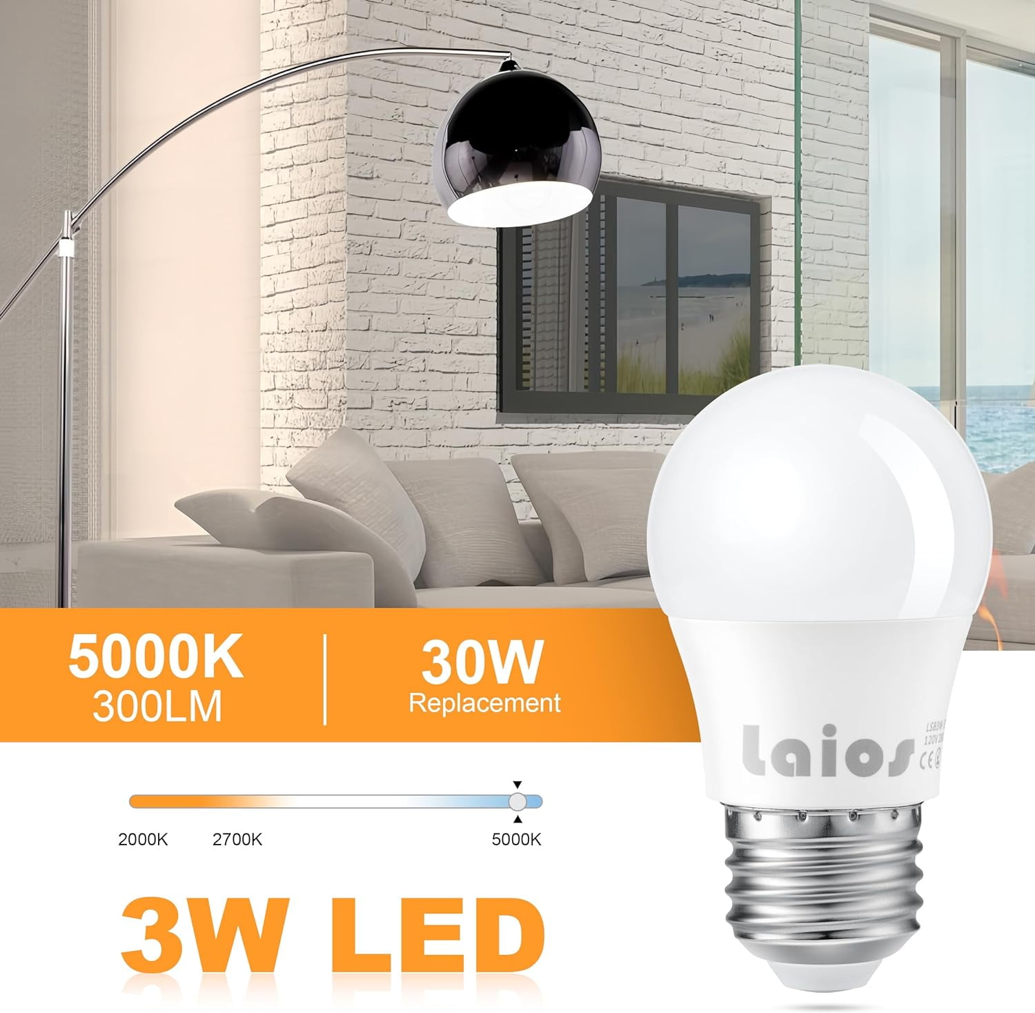 LINYAN-E26 LED Light Bulb A15 Shape, 3W Replace 30W, 400lm, Daylight ...