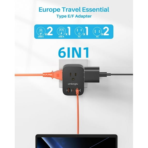 LINYAN-European Travel Plug Adapter, ORNLONGTU US to Europe Type E F ...