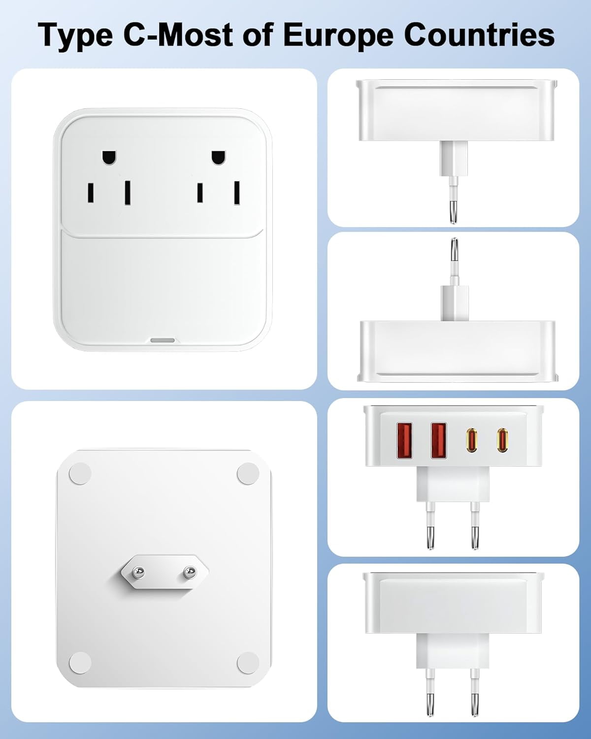 LINYAN-European Travel Plug Adapter, USB C Charger 30W PD Fast Charger ...